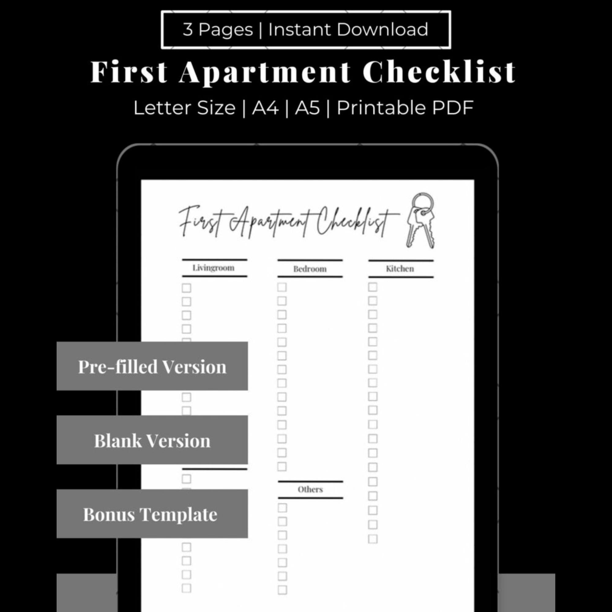 Ultimate First Apartment Checklist Printable for Moving in New Home ...