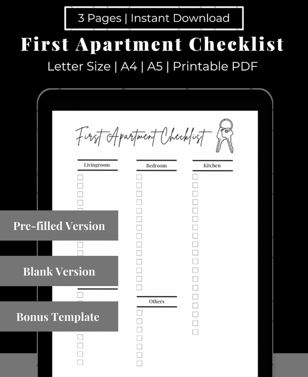 Ultimate First Apartment Checklist Printable for Moving in New Home ...