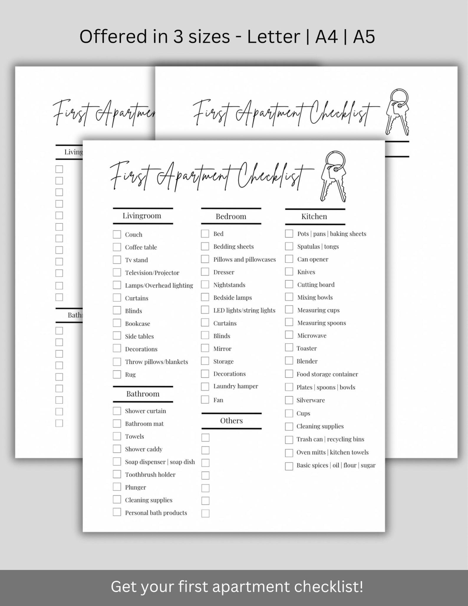 Complete First Apartment Checklist Printable for Moving Day Ultimate ...