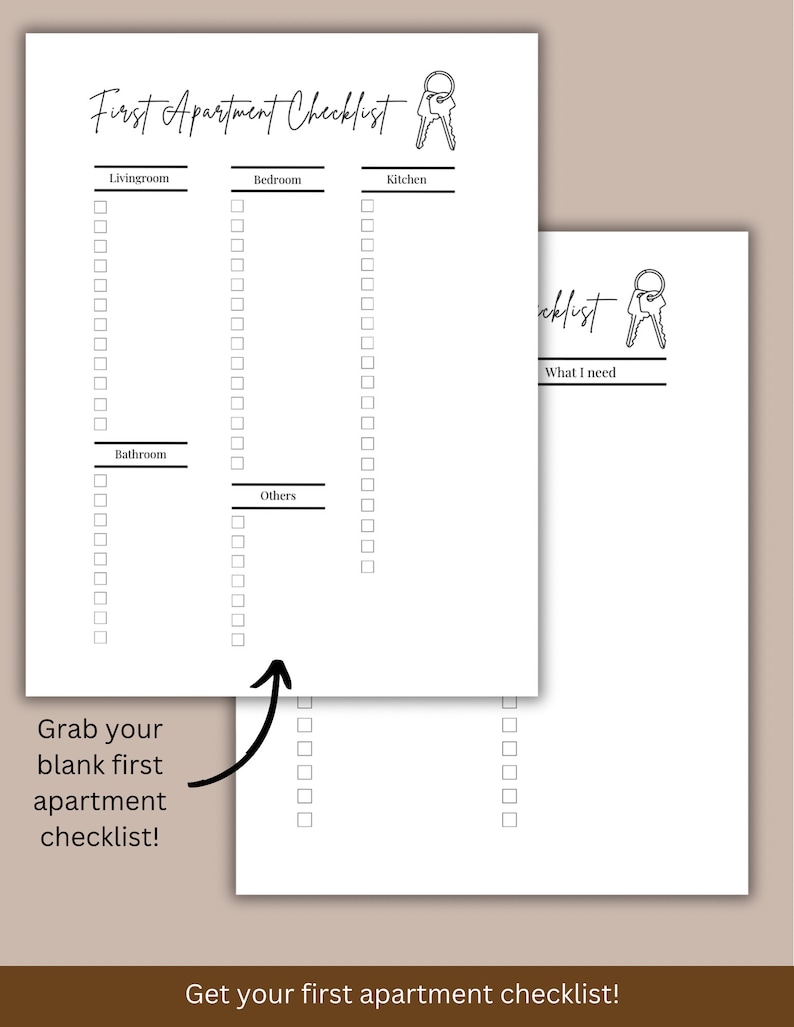 First Apartment Checklist Printable for Moving Out Planner New Home ...