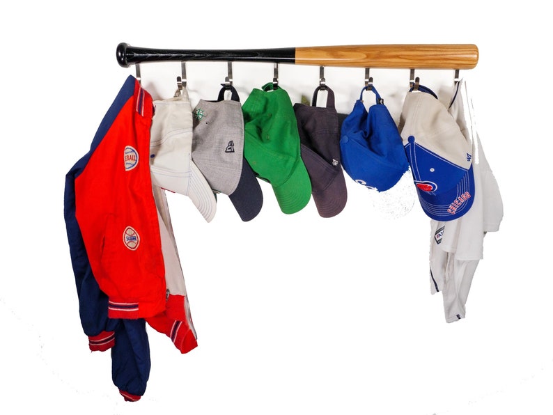 Baseball Bat Hat Rack and Organizer for Caps, Equipment, Jerseys ...