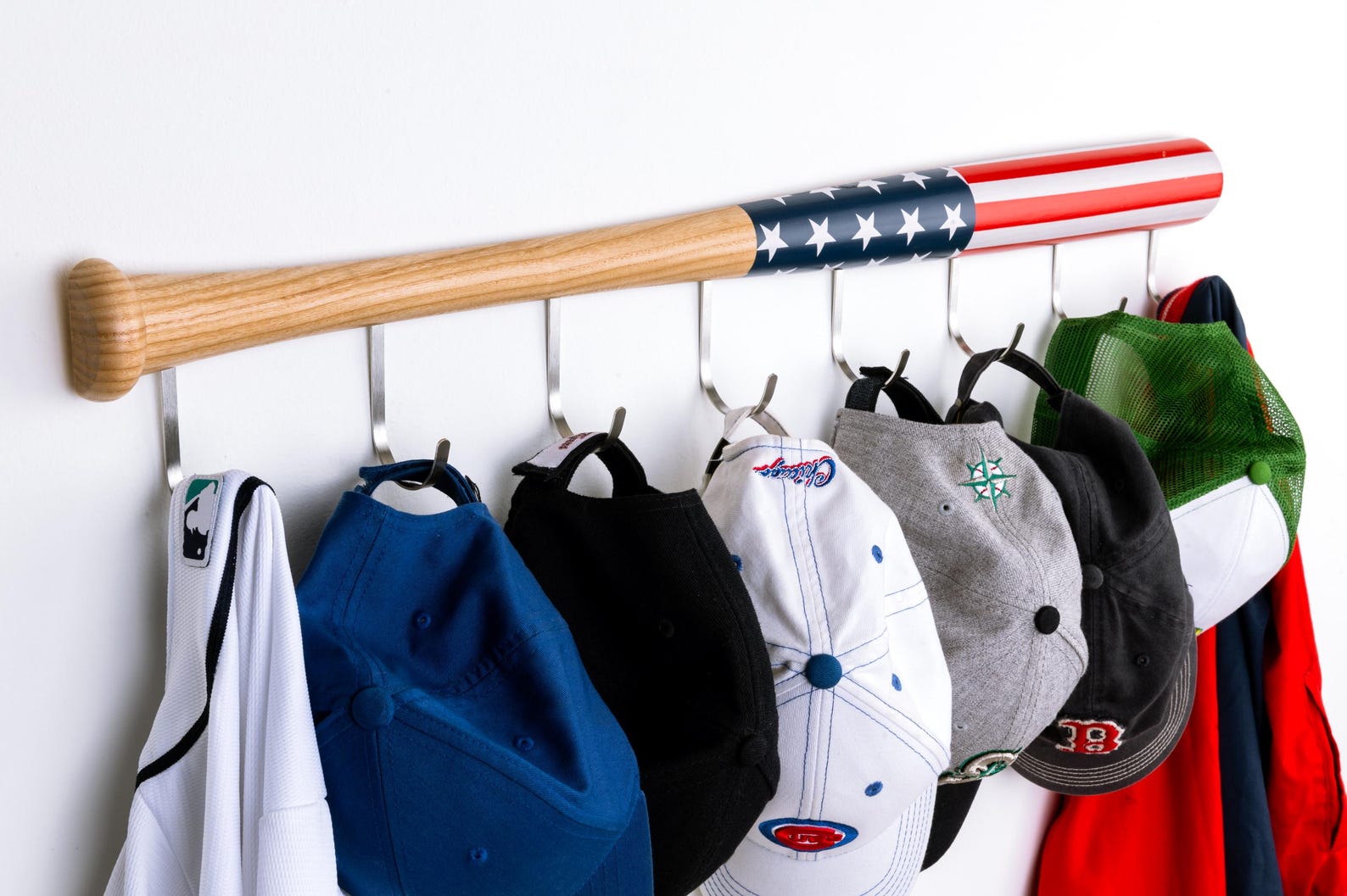 Baseball Bat Hat Rack and Organizer for Caps, Equipment, Jerseys ...