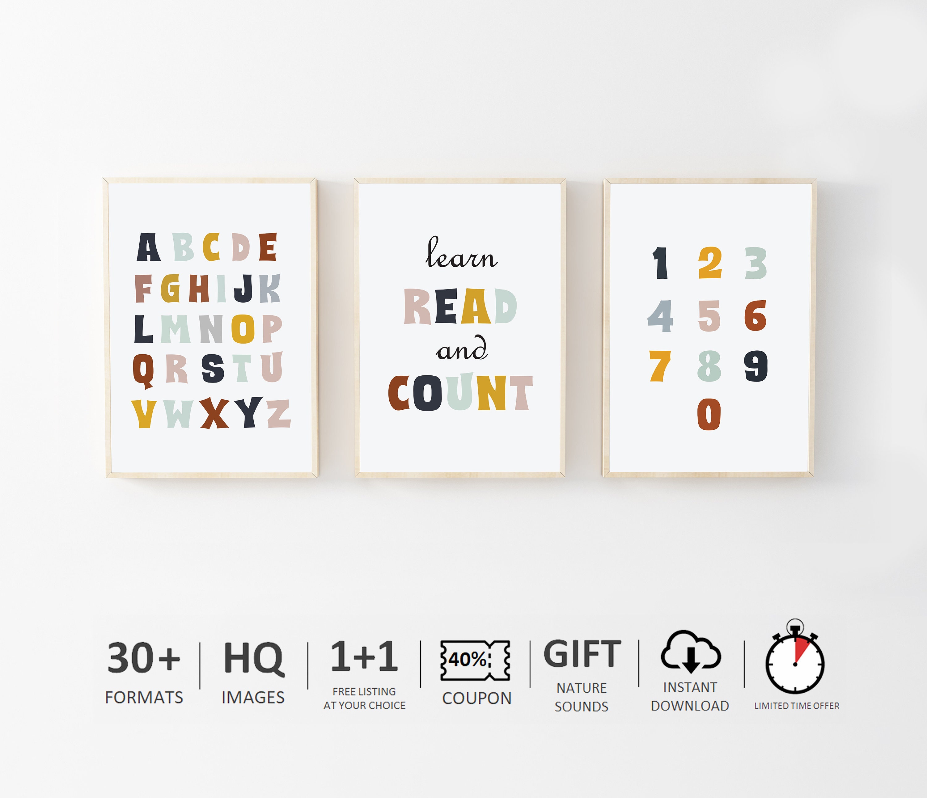 Learn Read and Count Print for Kids. Numbers and Alphabet Set - Etsy