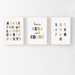Learn Read and Count Print for Kids. Numbers and Alphabet Set - Etsy