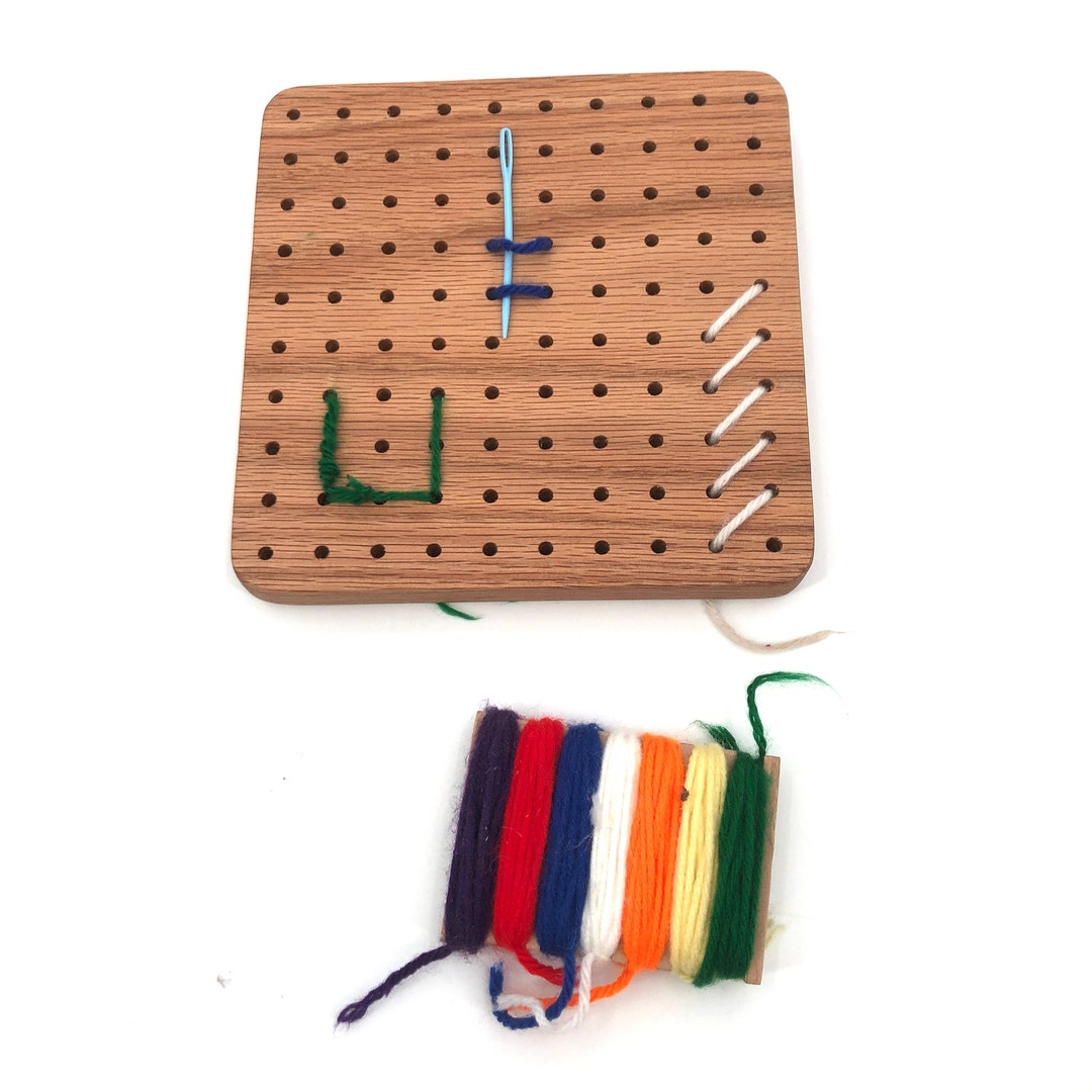 Wooden Lacing Board, Natural Gift for Kids, Montessori Practical Life ...