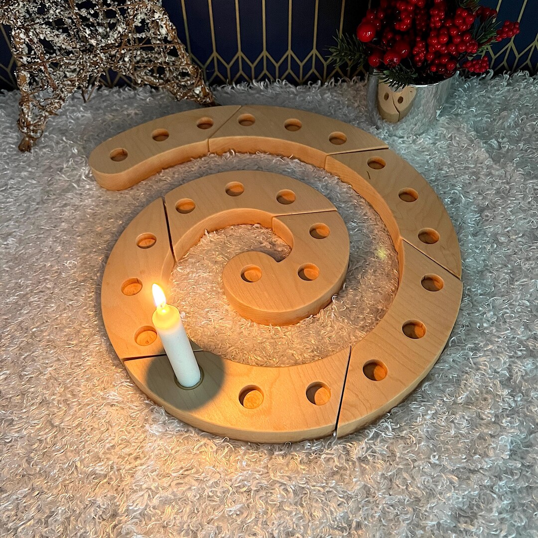 Waldorf Spiral Advent, Wooden Candle Holder for Christmas, Heirloom ...