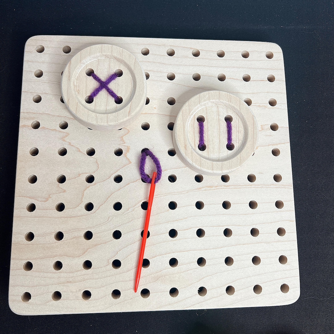 Lacing Board With Buttons, Hanukkah Gift for Kids, Learn to Sew Buttons ...