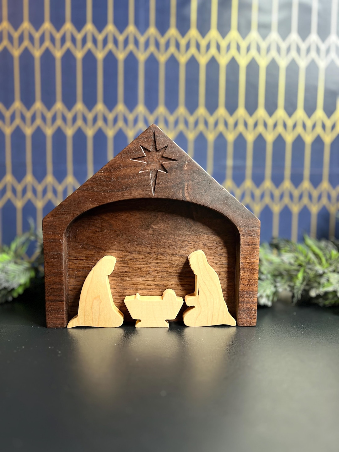 Nativity Set, Manger Scene, Baby Jesus in a Creche for Christmas ...