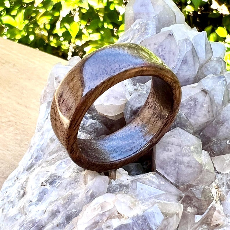 Walnut Wood Ring for Men, Outdoor Enthusiast Gifts for Outdoorsy Guy ...