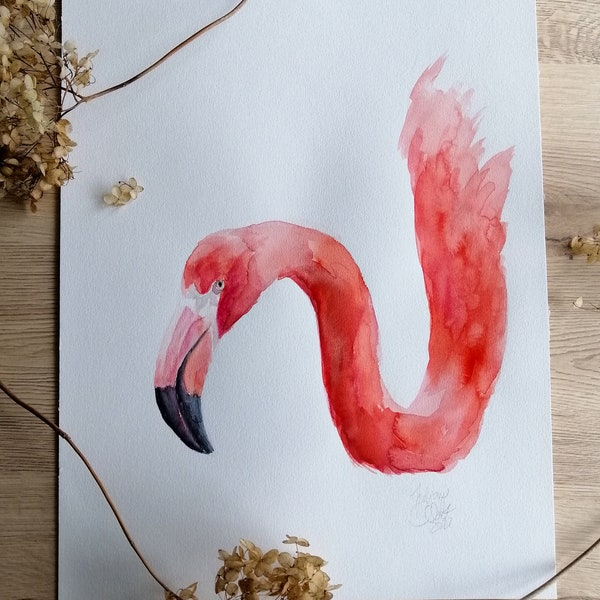 Flamingo Watercolor - Etsy