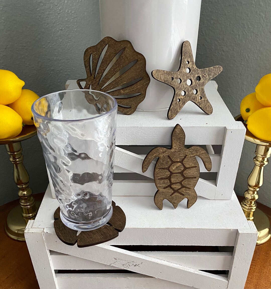 Coastal Farmhouse Decor Set of 4 Handmade Coastal Inspired Beach Themed ...