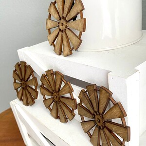Set of 4 Handmade Farmhouse Inspired Wood Windmill Coasters Gift WMS - Etsy