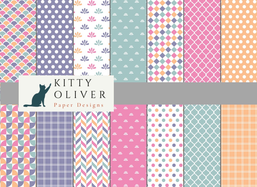 Pastel Digital Paper Pack in Pink, Peach, Blue, Purple | Printable ...