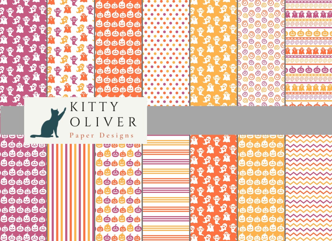 Pumpkins and Ghosts Halloween Paper Pack | Printable Digital Paper ...