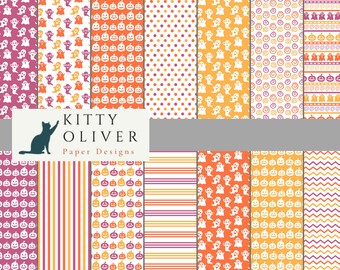 Witches and Cats Halloween Paper Pack | Printable Digital Paper ...