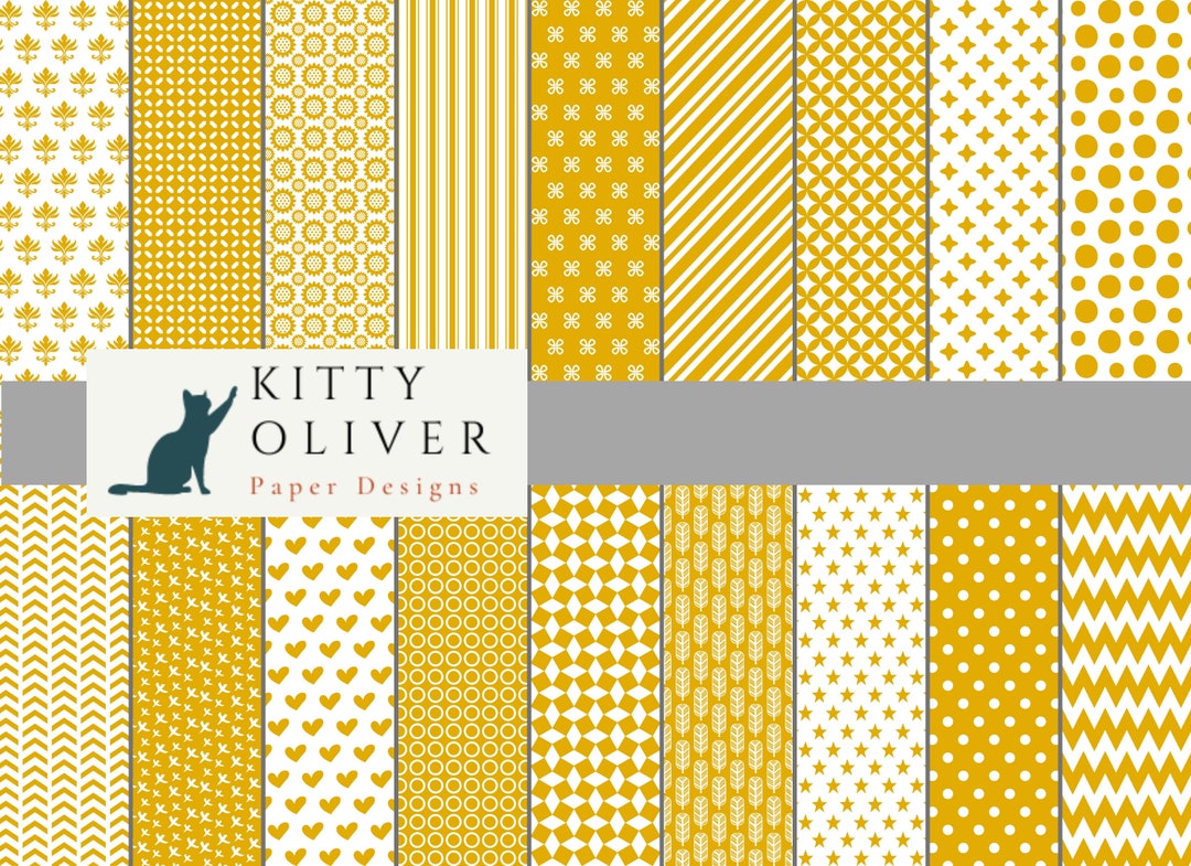 Mustard Yellow Basic Patterns Value Paper Pack | Printable Digital ...