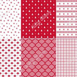 Minimalist Red & White Christmas Paper Pack | Printable Digital Paper ...