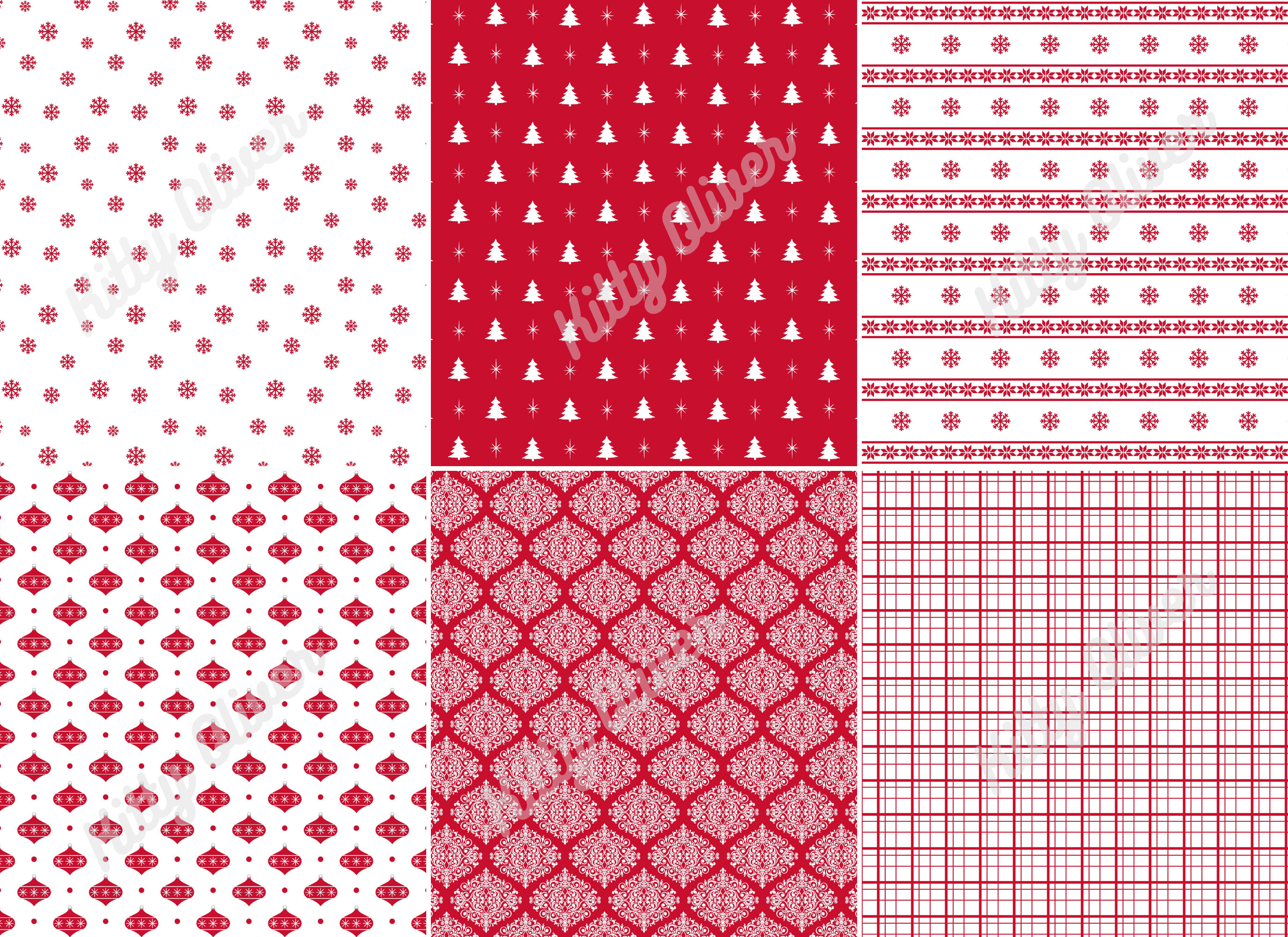 Minimalist Red & White Christmas Paper Pack | Printable Digital Paper ...