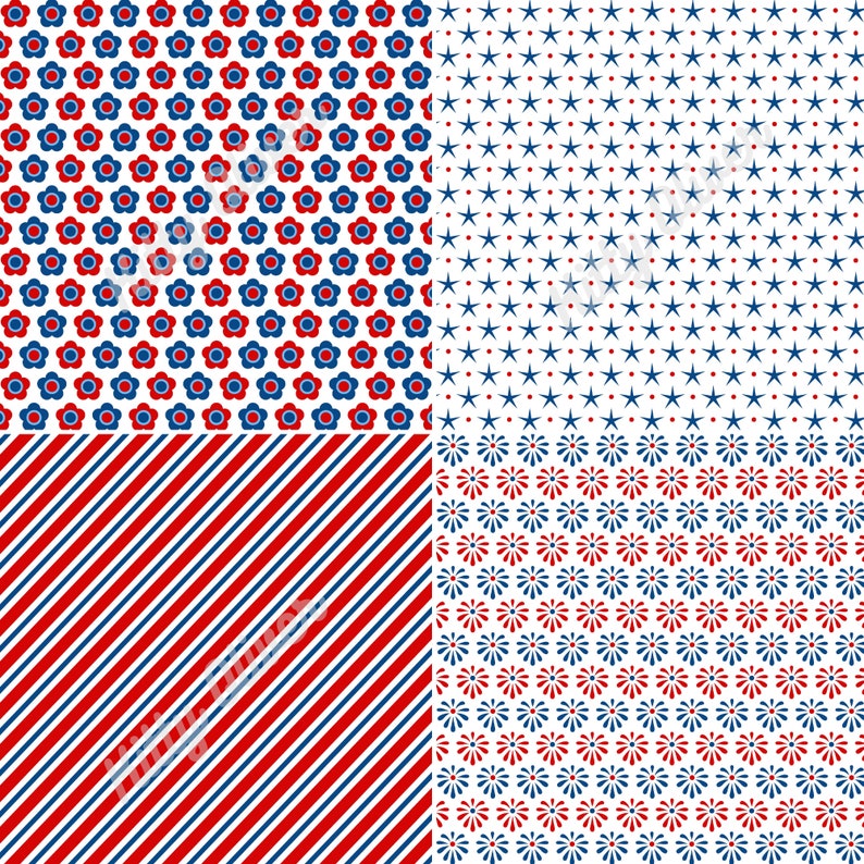 Patriotic 4th of July Paper Pack in Red, White and Blue | Printable ...