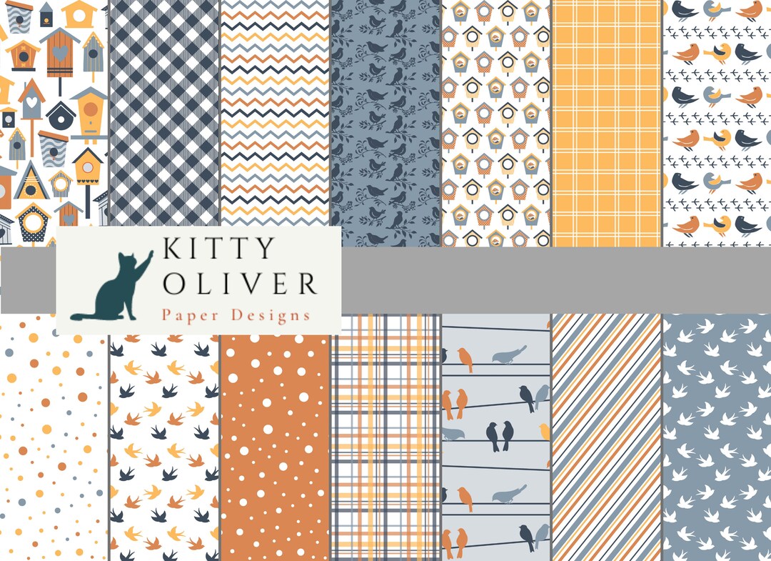 Birds and Birdhouses Digital Paper Pack | Printable Digital Paper ...