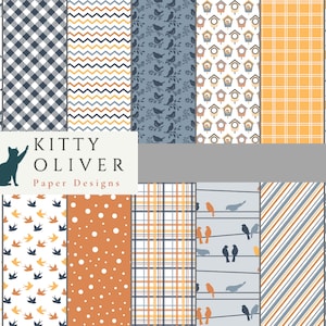 Birds and Birdhouses Digital Paper Pack | Printable Digital Paper ...