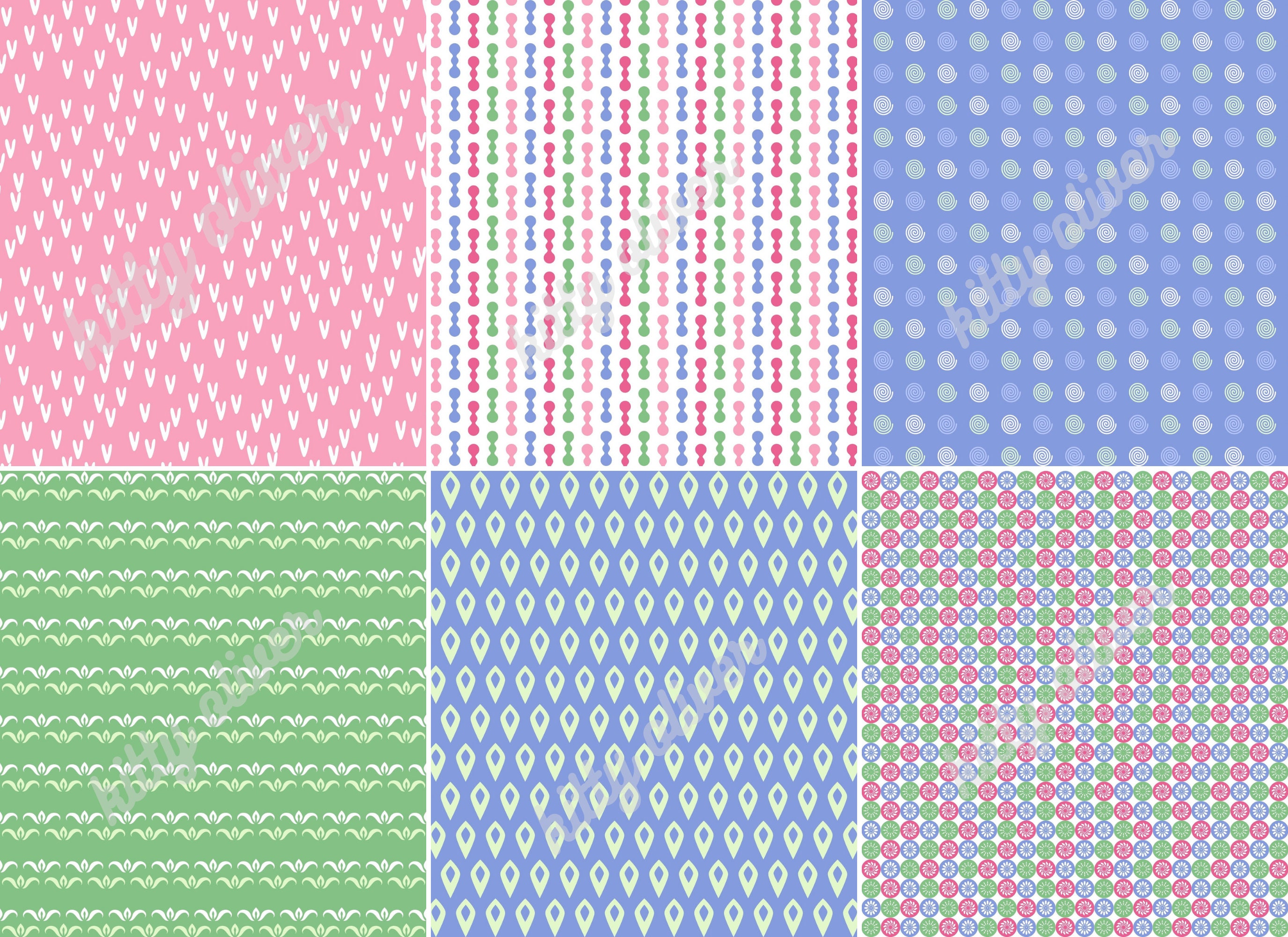 Geometric Shapes Paper Pack in Pink,blue and Green,printable Digital ...