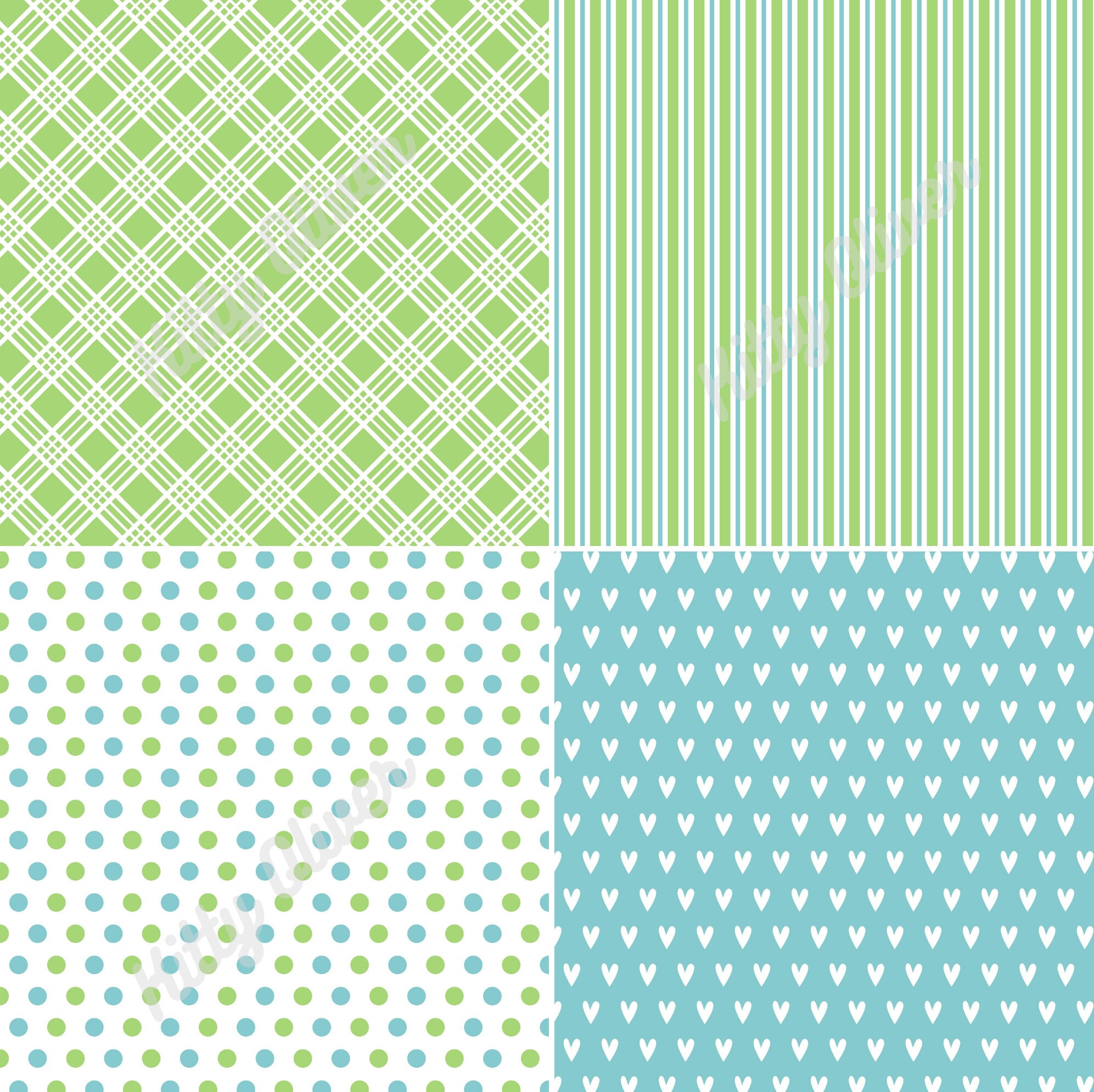 Light Blue and Green Digital Paper Pack | Printable Digital Paper ...