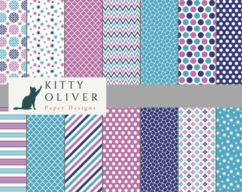 Light Blue and Green Digital Paper Pack Printable Digital Paper ...