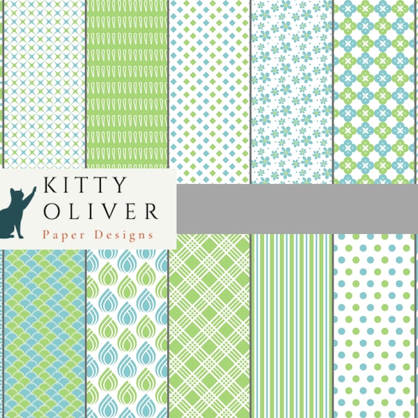 Blue and Green Paper - Etsy