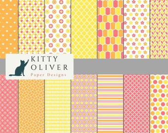 Medium Purple and White Geometric Digital Paper Pack | Printable ...