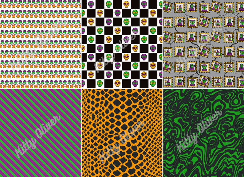 Fun Halloween Patterns, Printable Digital Paper Download for ...