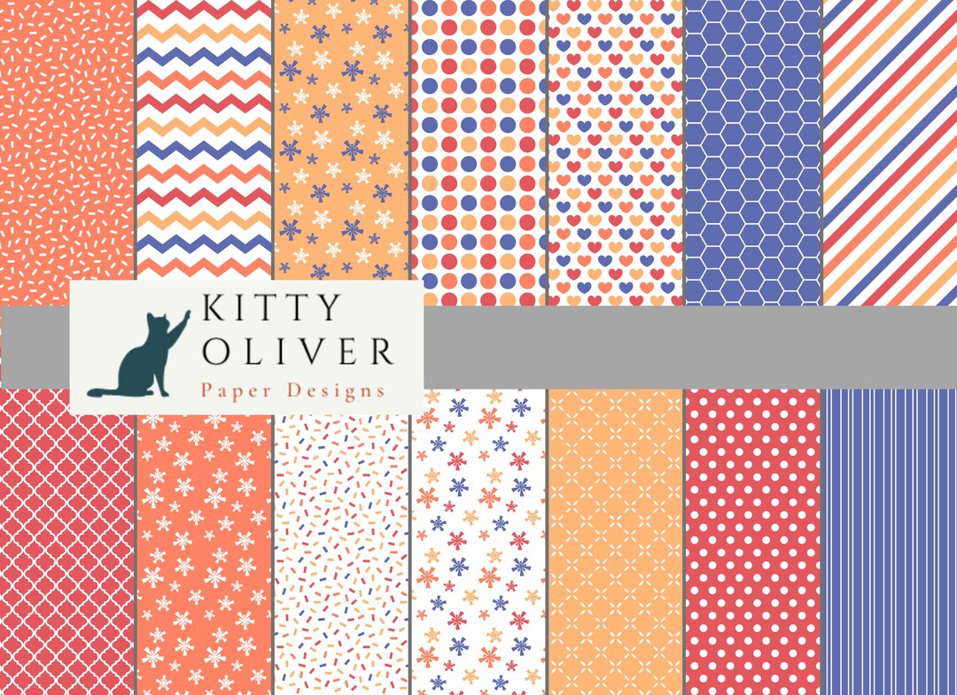 Blue, Orange, Red Digital Paper Pack | Printable Digital Paper Download ...