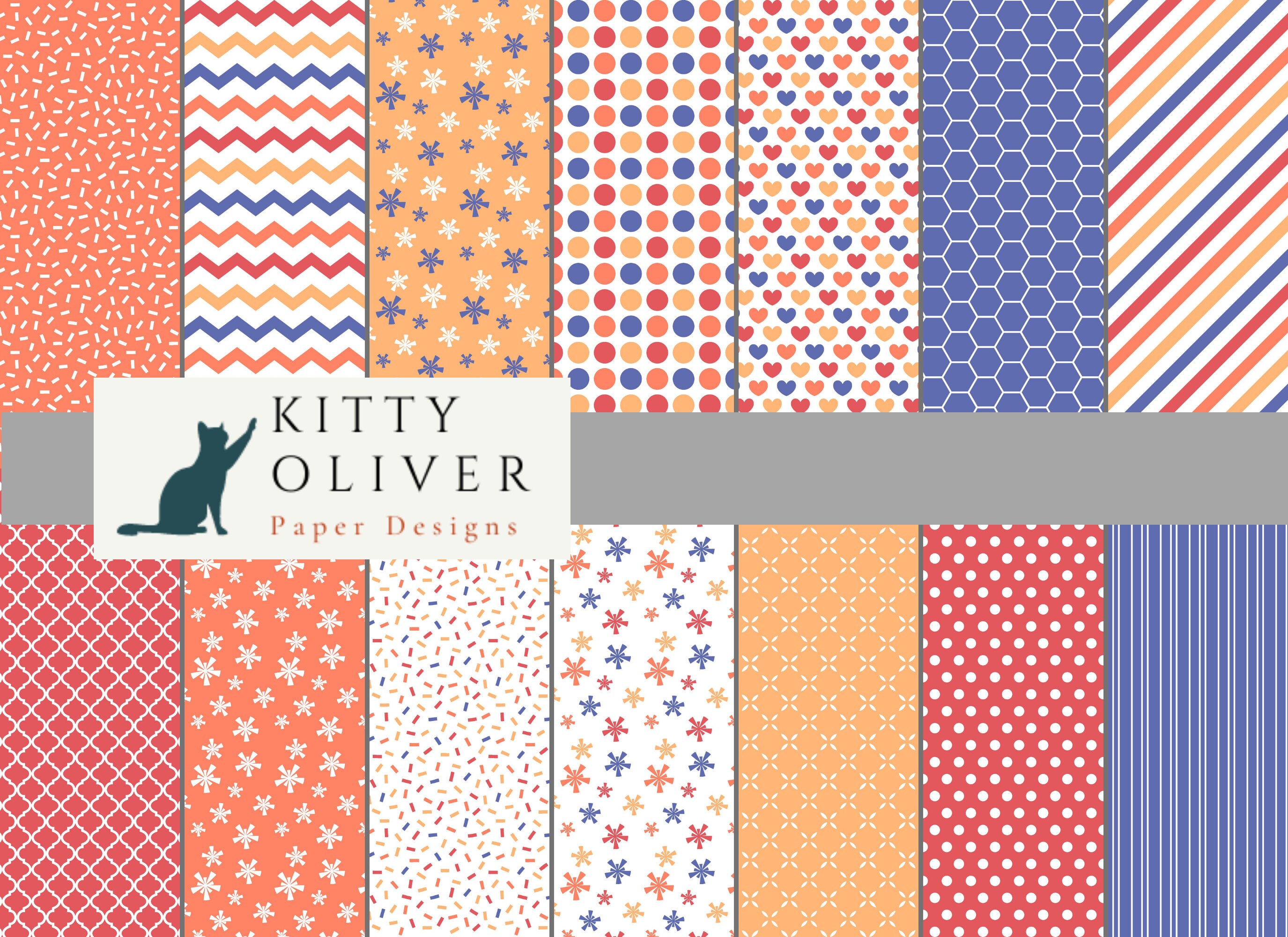 Blue, Orange, Red Digital Paper Pack | Printable Digital Paper Download ...