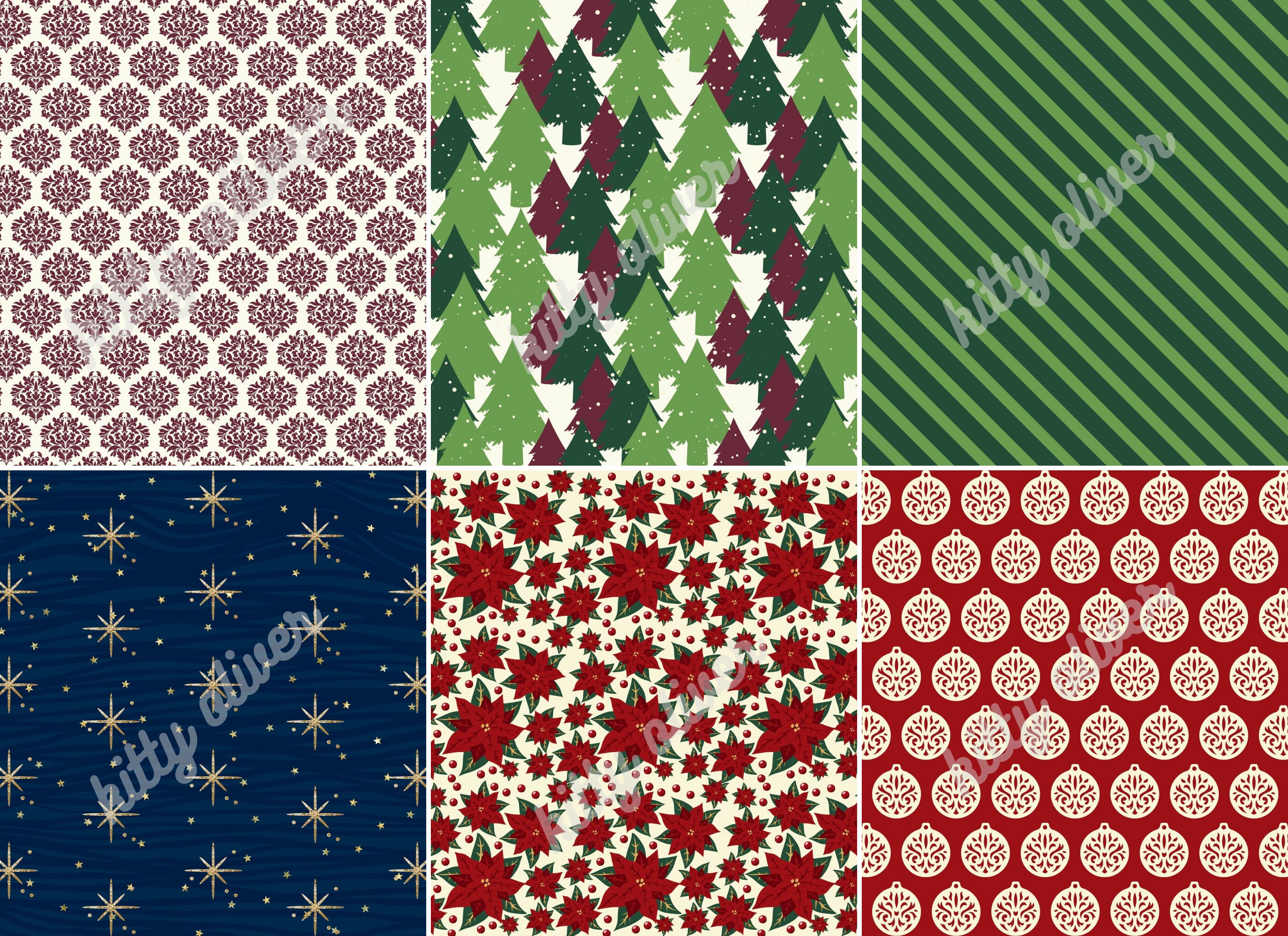 Classic Christmas Paper Pack, Printable Digital Paper Download for ...