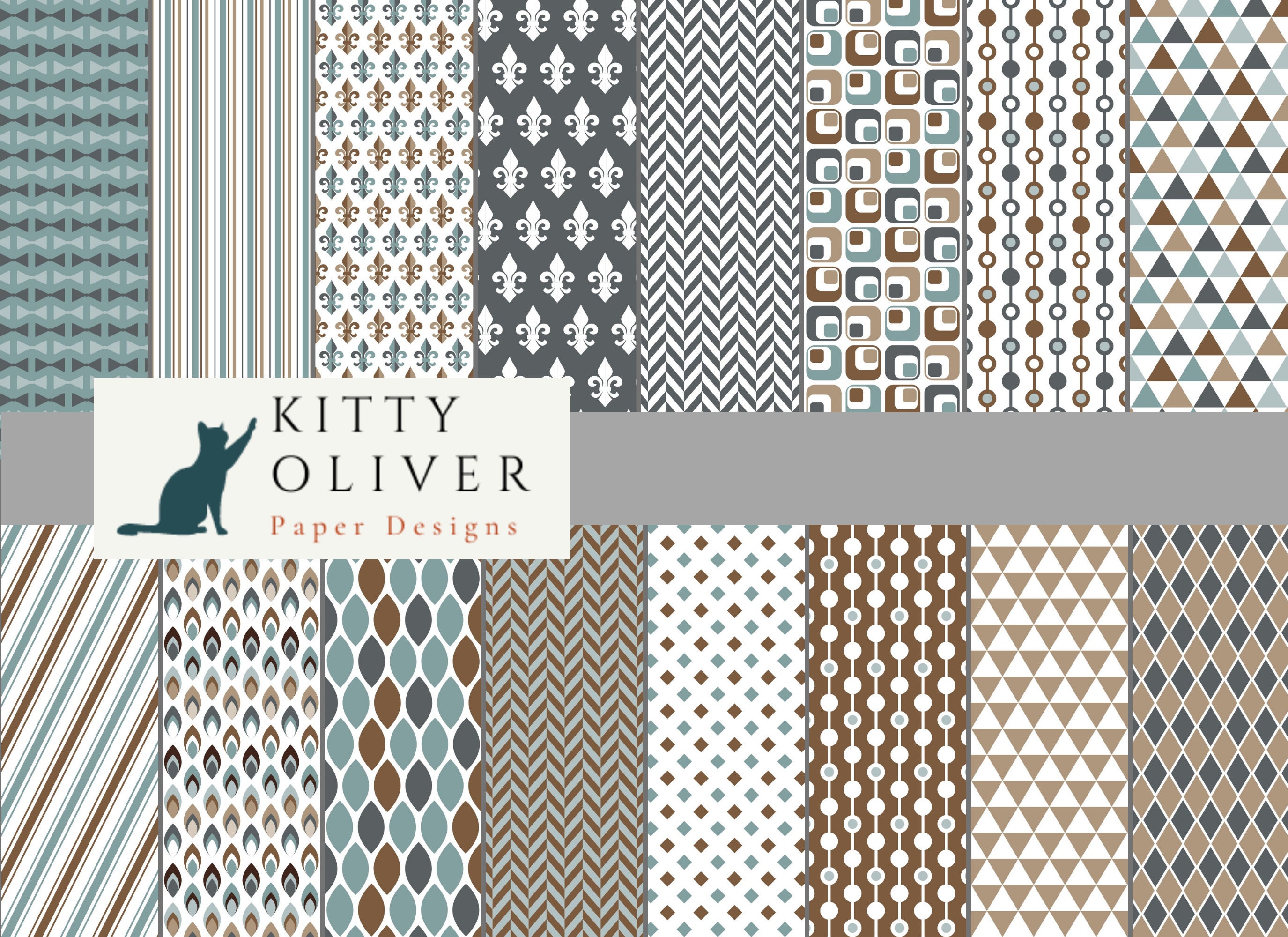 Masculine Patterns Paper Pack Steel, Brown, and Dusty Blue | Printable ...
