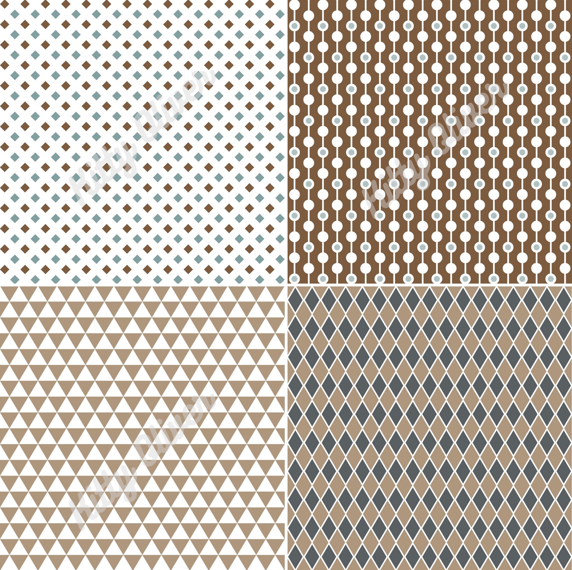 Masculine Patterns Paper Pack Steel, Brown, and Dusty Blue | Printable ...