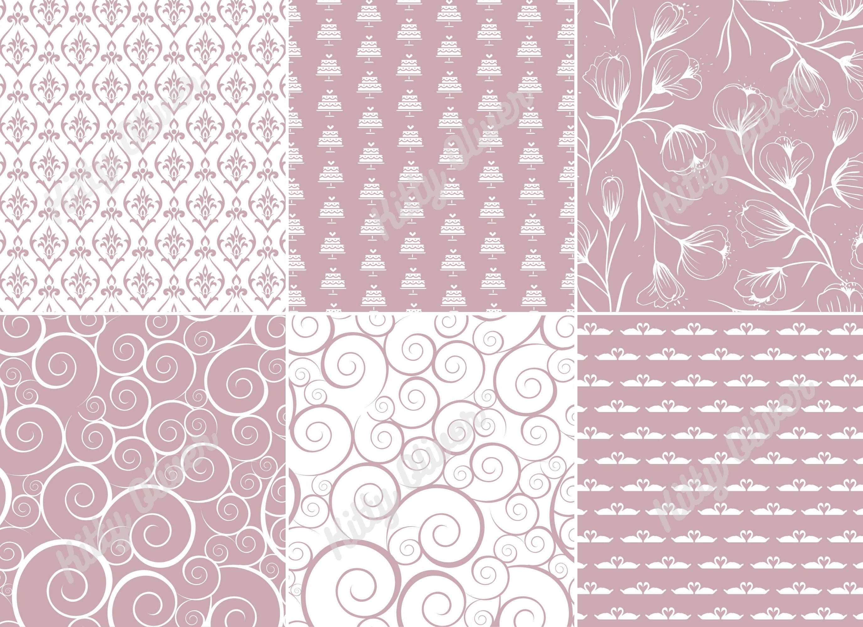 Elegant Mauve Wedding Paper Pack, Printable Digital Paper Download for ...