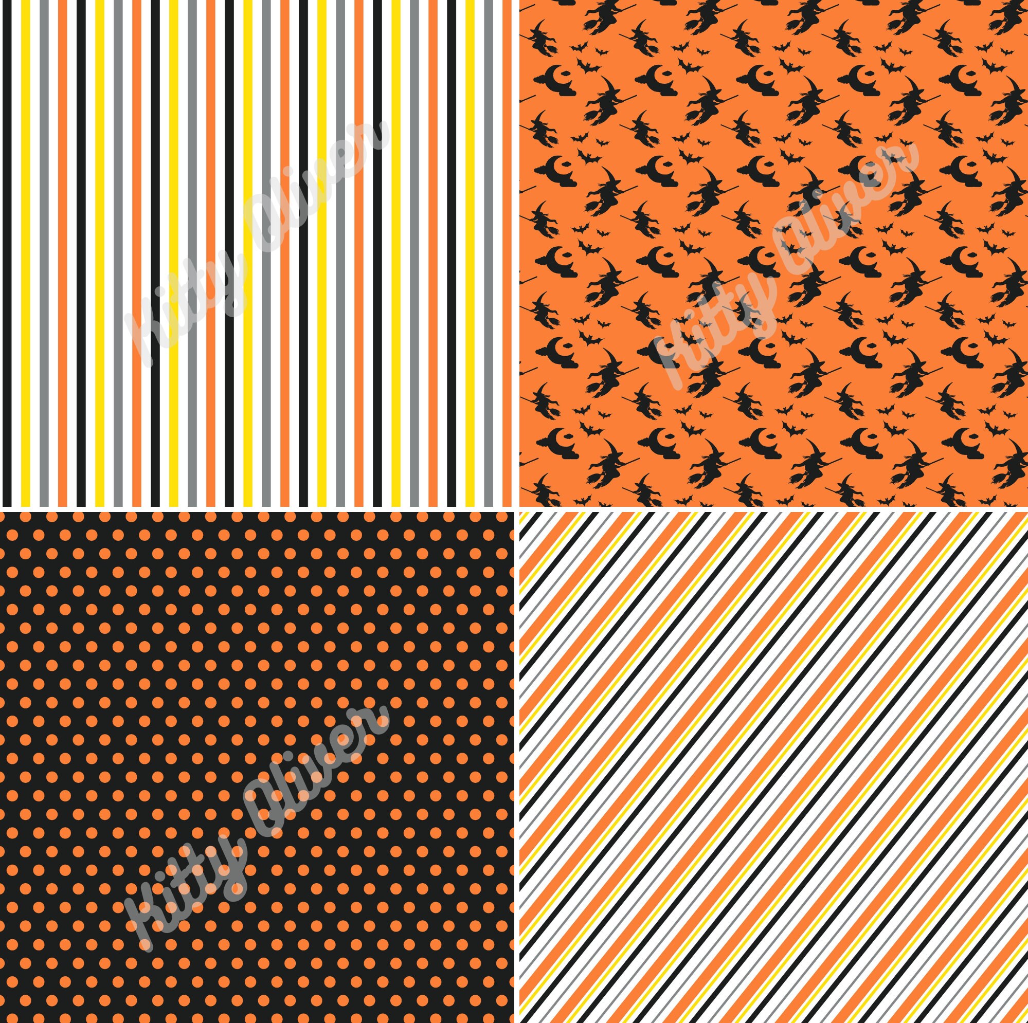 Witches and Cats Halloween Paper Pack | Printable Digital Paper ...