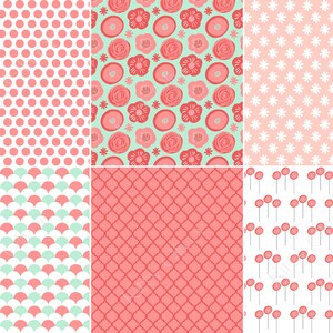 Fresh Coral and Aqua Digital Paper Pack | Printable Digital Paper ...