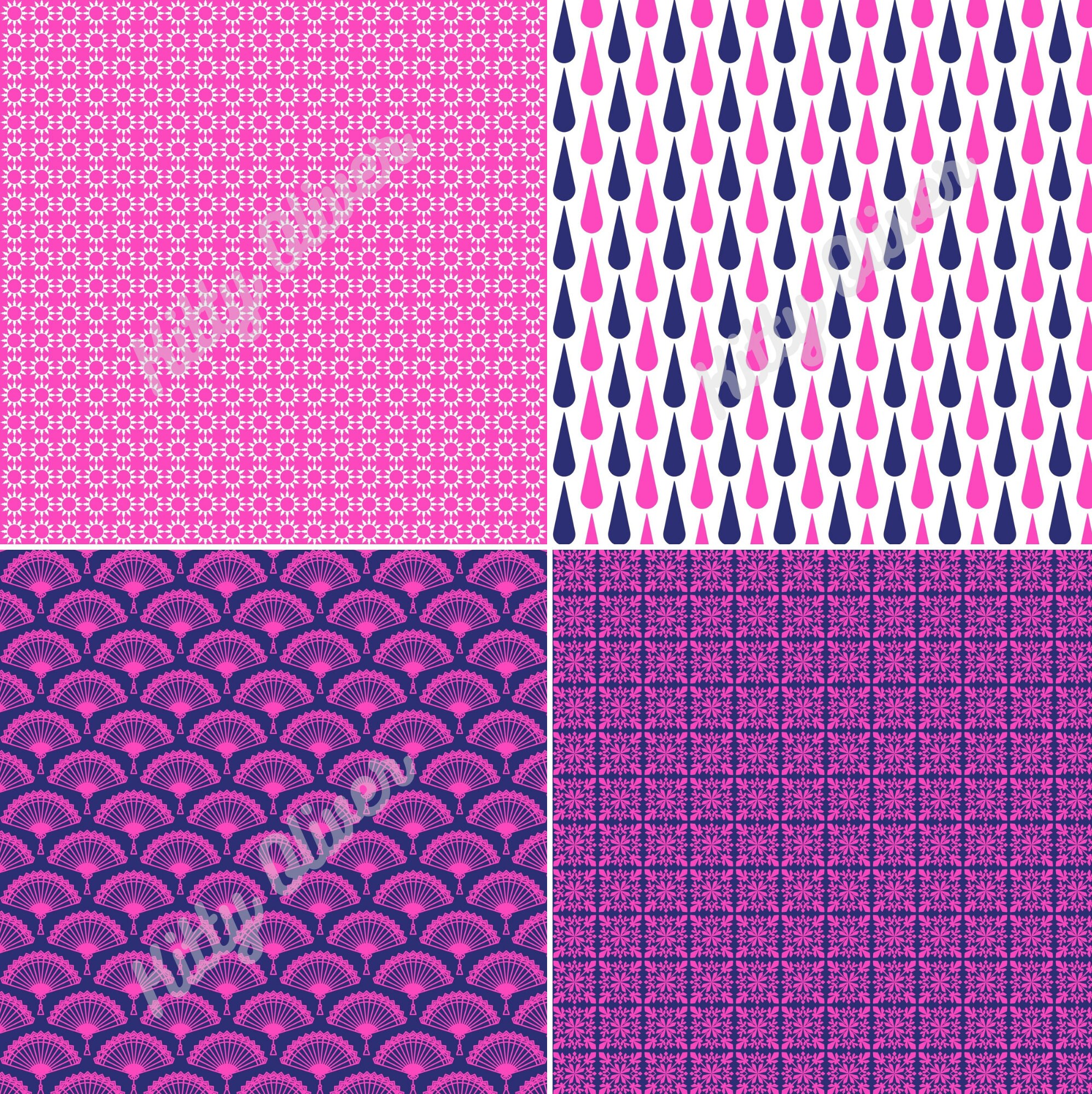 Navy Blue and Hot Pink Digital Paper Pack | Printable Digital Paper ...
