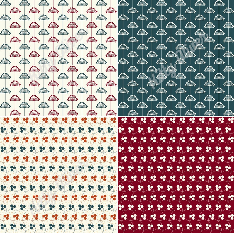 Autumn Patterns in Rich Fall Colors, Printable Digital Paper Download ...