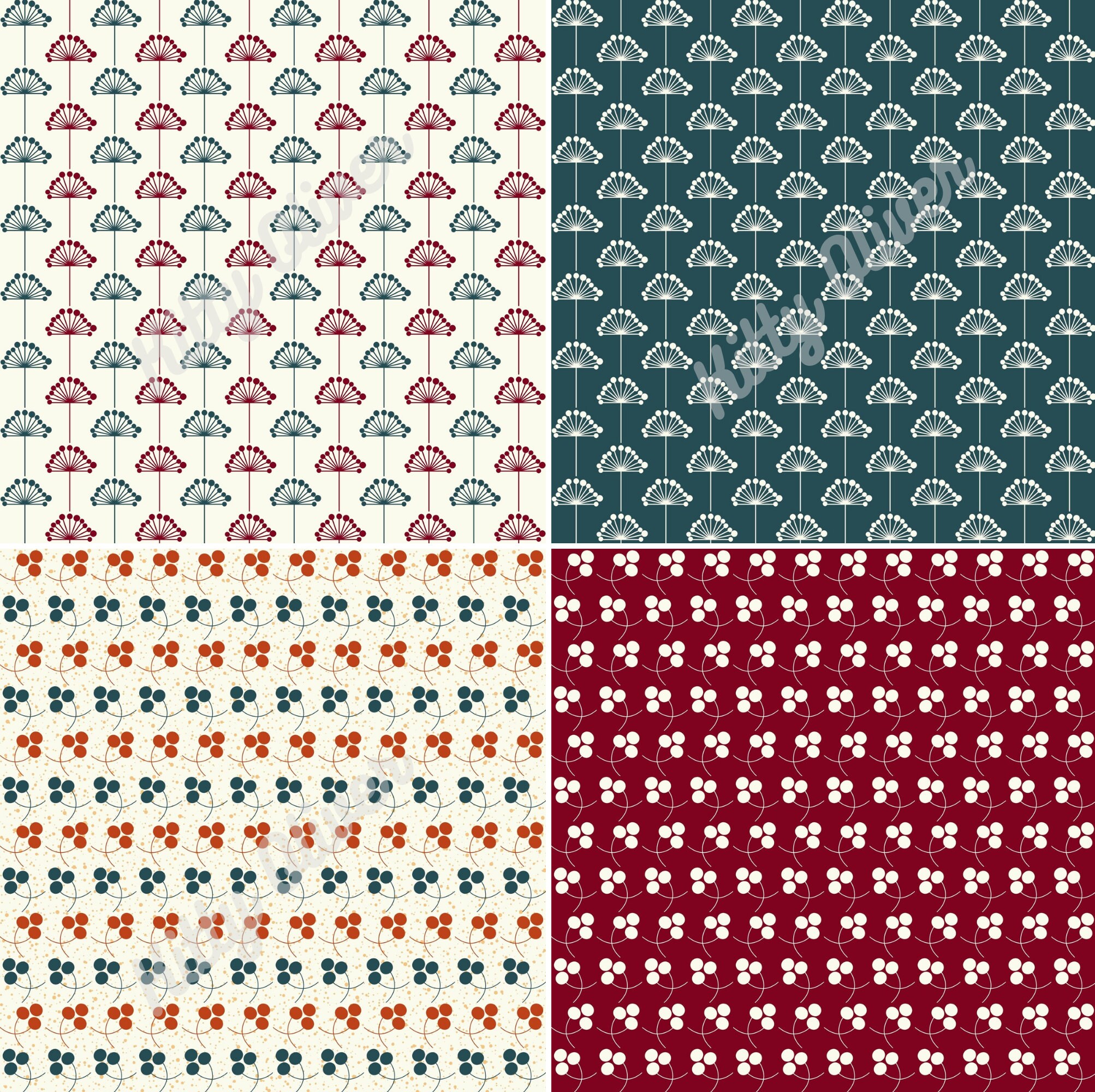 Autumn Patterns in Rich Fall Colors, Printable Digital Paper Download ...