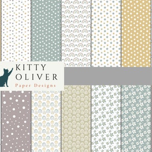 Boho Baby Paper Pack in Neutral Colors | Printable Digital Paper ...