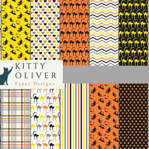 Witches and Cats Halloween Paper Pack | Printable Digital Paper ...