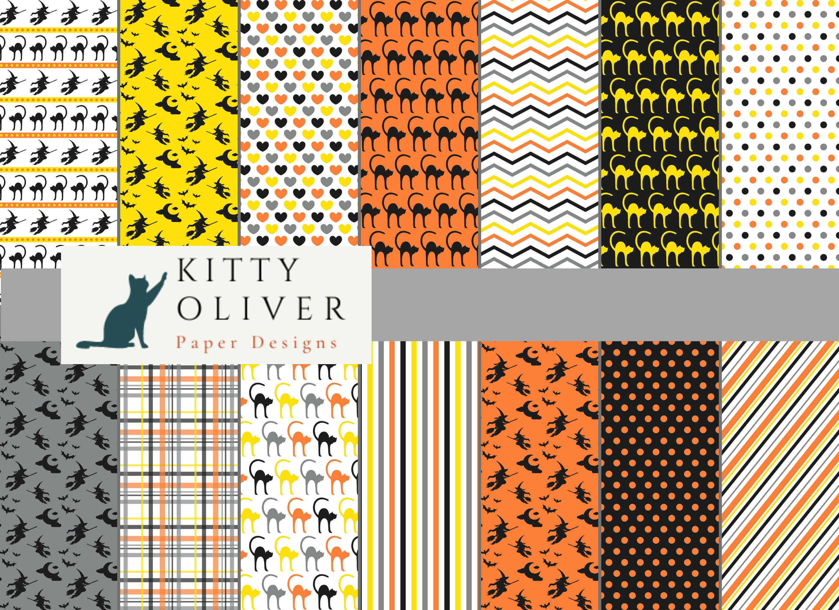 Witches and Cats Halloween Paper Pack | Printable Digital Paper ...