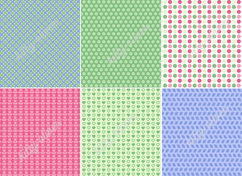 Geometric Shapes Paper Pack in Pink,blue and Green,printable Digital ...