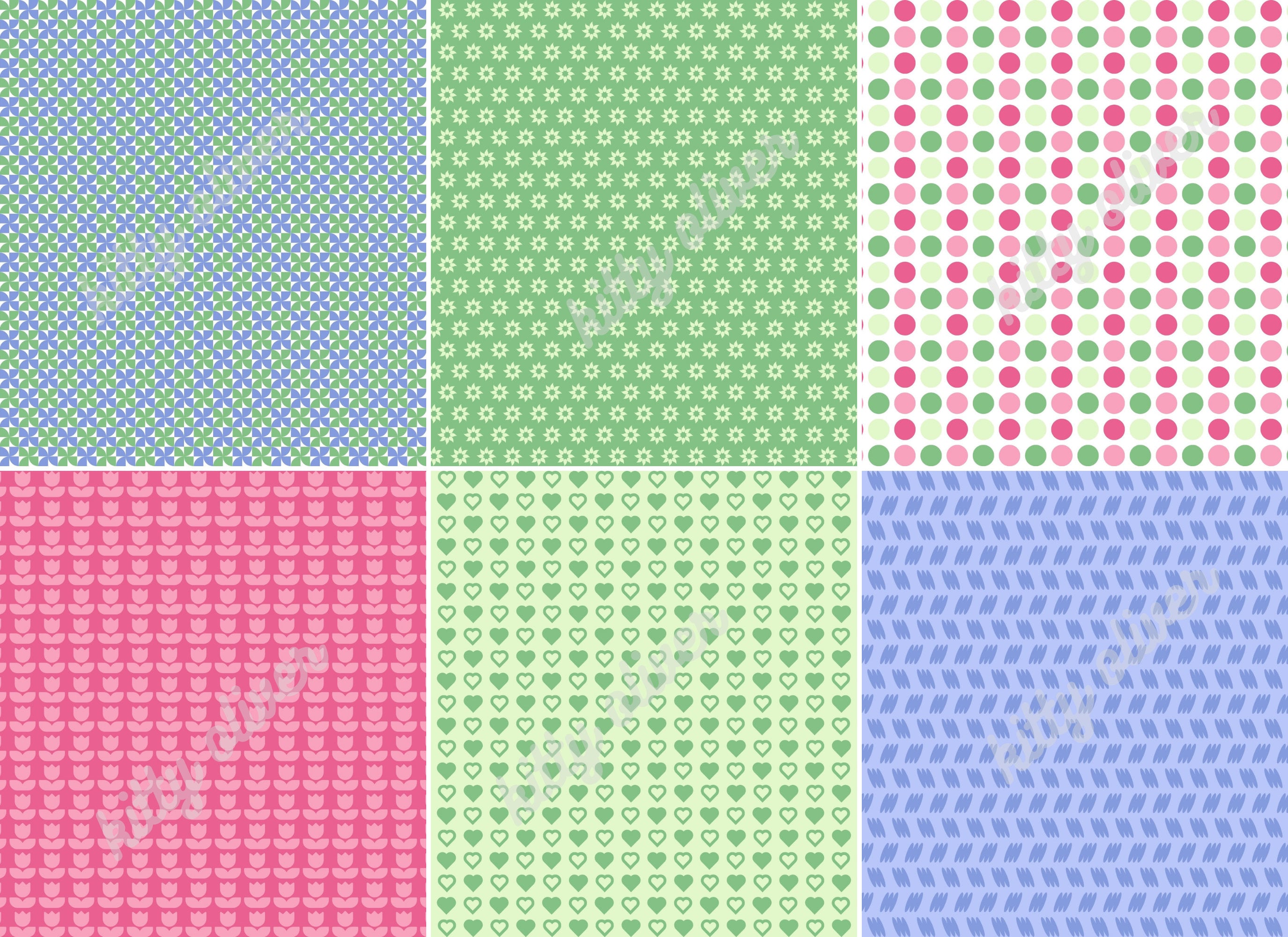 Geometric Shapes Paper Pack in Pink,blue and Green,printable Digital ...