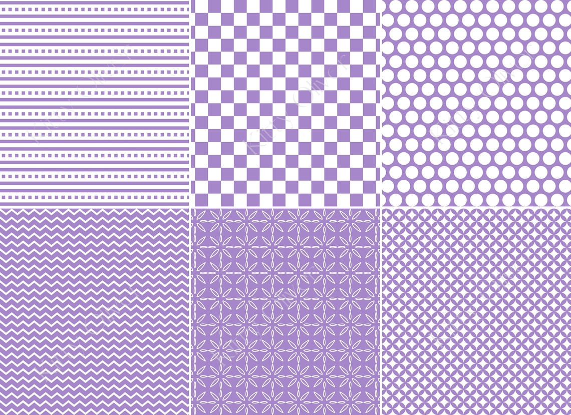 Medium Purple and White Geometric Digital Paper Pack | Printable ...