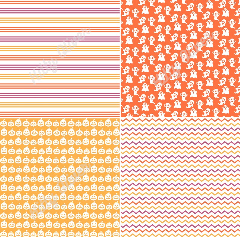 Pumpkins and Ghosts Halloween Paper Pack | Printable Digital Paper ...