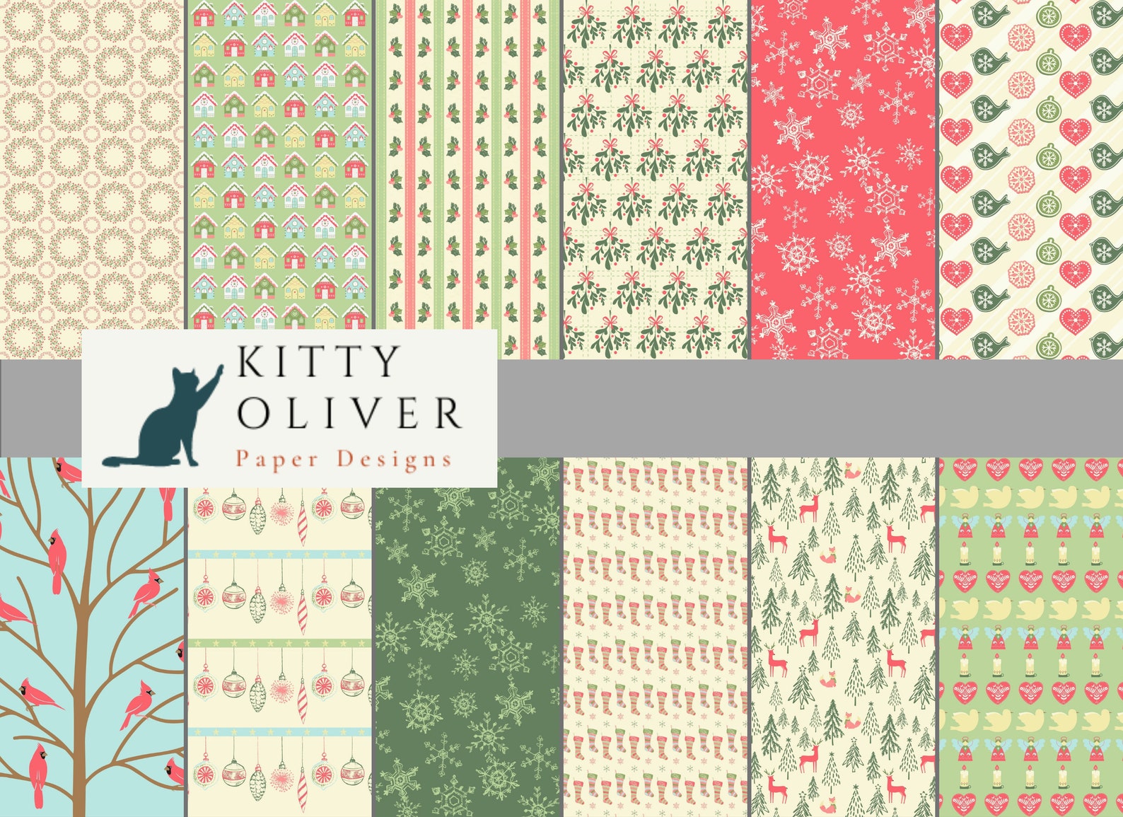Cozy, Rustic Christmas Paper Pack, Printable Digital Paper Download for ...